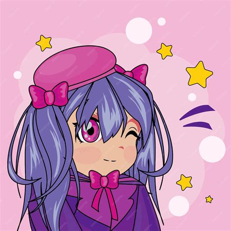 Premium Vector Winking Anime Girl Card