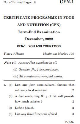 IGNOU CFN 1 Previous Years Solved Question Papers
