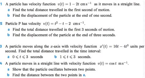 Solved 1 A Particle Has Velocity Function V T 1 2t