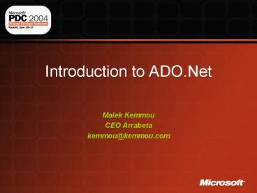 Introduction To ADO Net Presentation Free To View