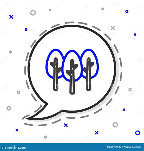 Line Tree Icon Isolated On White Background Forest Symbol Colorful Outline Concept Stock