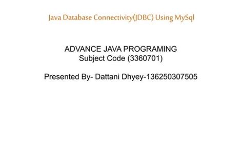 Introduction To Java Database Connectivity Jdbc Ppt