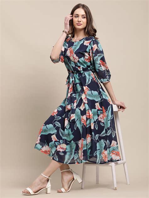 Tee Projekt Women Floral Maxi Dress Elegant Georgette Gown Flowing