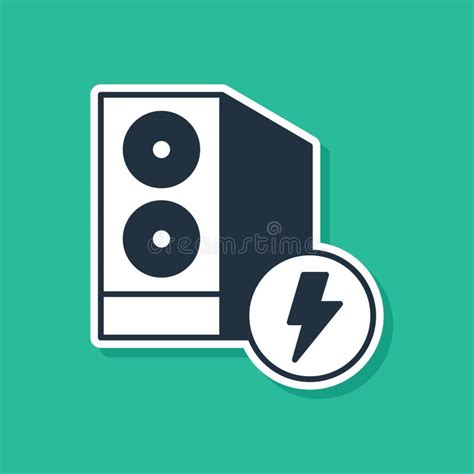 Blue Case Of Computer Icon Isolated On Green Background Computer Server Workstation Stock