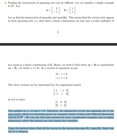 4 Finding The Intersection Of Spanning Sets Can Be