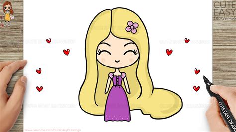 How To Draw Cute Rapunzel Easy Disney Princess Drawing Easy Step By Step Youtube