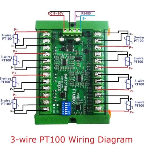 Pta8d08 8ch Dc 8 30v Pt100 Rtd Rs485 Temperature Sensor Module Modbus