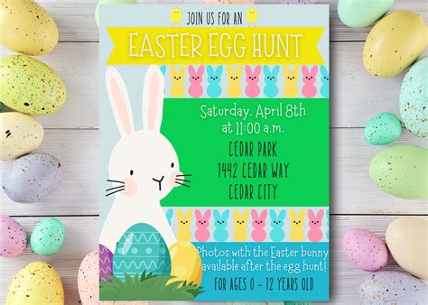 Editable Easter Egg Hunt Flyer Canva Flyer Template For Easter Customizable Easter Egg Hunt