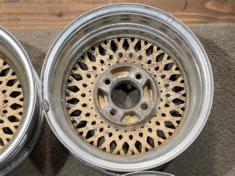 14x6 Mesh Gold Wheels Rims Vintage Enkei Racing Classic Polished Lip 92