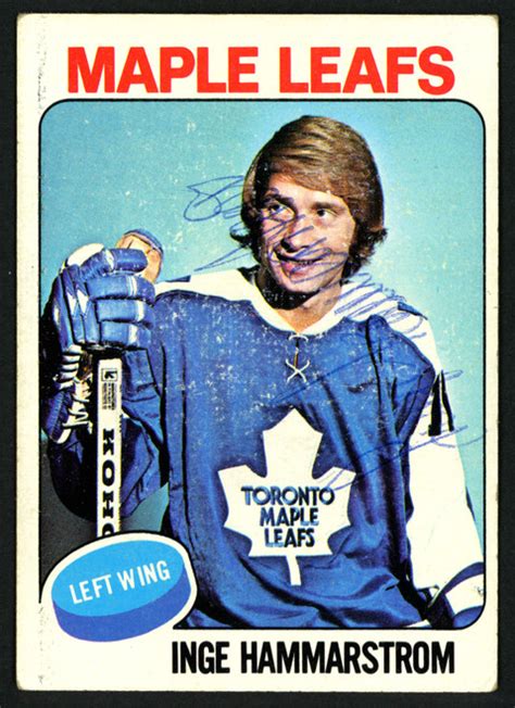 Inge Hammarstrom Autographed 1975 76 Topps Card 168 Toronto Maple