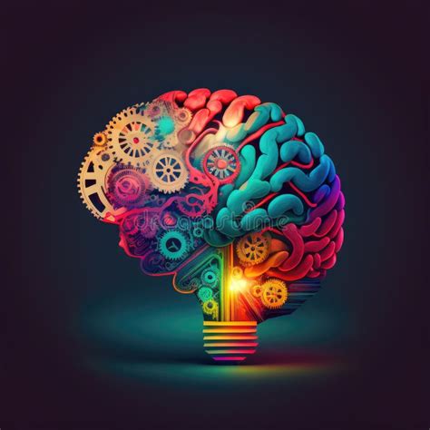 Colorful Brain With Many Gears Creative And Analytical Thinking Concept Generative Ai Stock