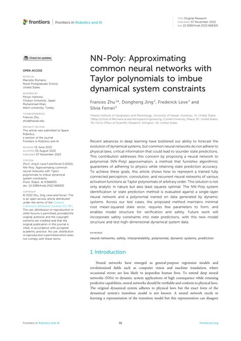 Pdf Nn Poly Approximating Common Neural Networks With Taylor Polynomials To Imbue Dynamical