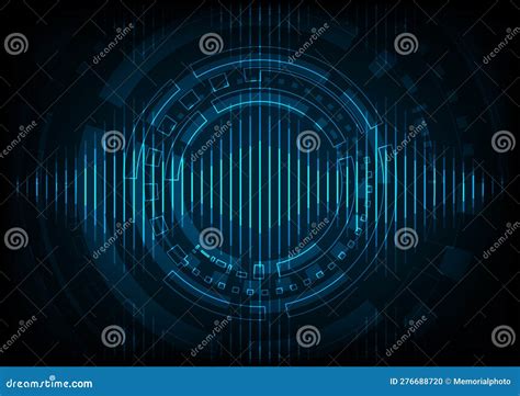 Digital Sound Wave Futuristic Technology With Hud Sonar Signal Voice