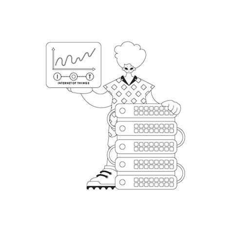 Premium Vector People And Cloud Servers Connected With Iot Shown In Vector Linear Form