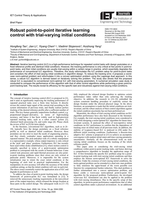 Robust Point To Point Iterative Learning Control With Trial Varying Initial Conditions Request Pdf