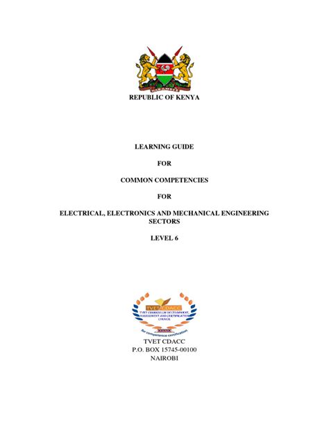 Learning Guides For Common Units For Electrical Electronics And