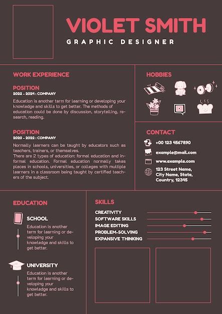 Free Vector Feminine CV Editable Template Resume For Entry Level And Professionals
