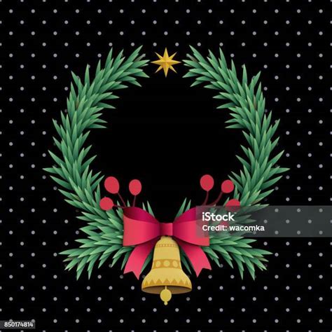 3d 렌더링 둥근 전나무 화 환 벨 검정색 배경 크리스마스 종이 컷 축제 요소 휴일 훈장 인사말 카드 서식 파일 3차원 형태에 대한 스톡 사진 및 기타 이미지 Istock