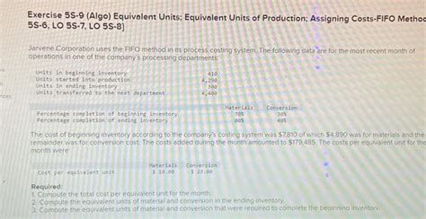 Solved Exercise 5s 9 Algo Equivalent Units Equivalent