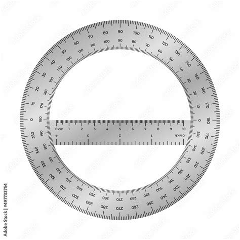 Vector Illustration Protractor Ruler Isolated On White Background Realistic Protractor In Flat