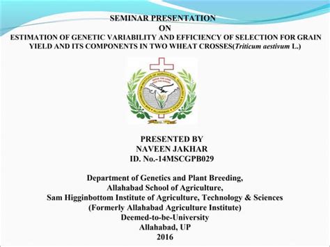 Estimation Of Genetic Variability And Efficiency Of Selection For Grain