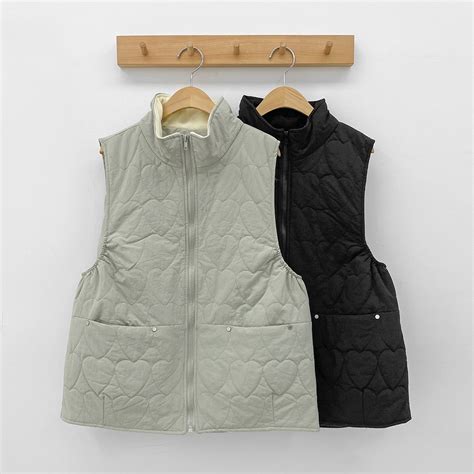 66 120사이즈 빅사이즈 여성 루즈핏 가을 겨울 하트 누빔 조끼 점퍼 베스트