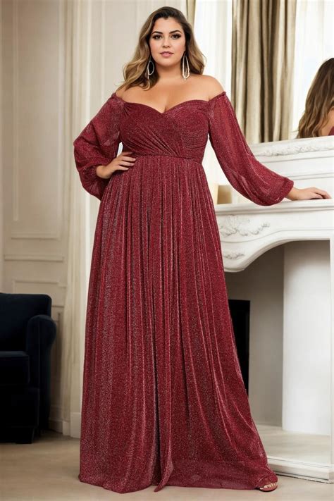 Félice Plus Size Off Shoulder Long Sleeve Evening Dress Hello Curve