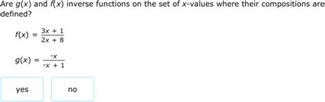 IXL Check Whether Two Rational Functions Are Inverses Grade Maths Practice