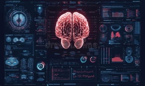 3d Brain Visualization With Data Analytics And Medical Imaging Interfaces Stock Image Image Of