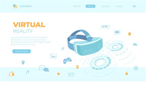 가상 증강 현실 안경 Vr 개념 응용 프로그램 추상적인 둥근 모양의 홀로그램헤드셋 가상 현실 게임 시뮬레이션 웹 배너 방문 페이지 웹 템플릿에 사용할 수 있습니다 3차원