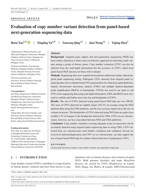 Pdf Evaluation Of Copy Number Variant Detection From Panel‐based Next