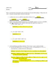 Exam2 Answers Pdf CSCI 3310 Name Exam 2 Fall 2017 Key This Is A Closed Book Exam And No