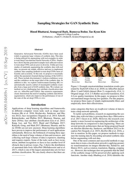 Pdf Sampling Strategies For Gan Synthetic Data