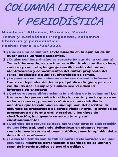 Columna Literaria Y Periodística Pdf