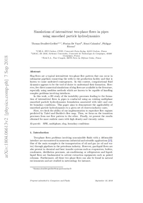Pdf Simulations Of Intermittent Two Phase Flows In Pipes Using Smoothed Particle Hydrodynamics