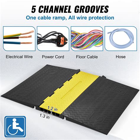 Vevor Pasacables Suelo Rampa De Cable 5 Canales Cable Protector Rampa