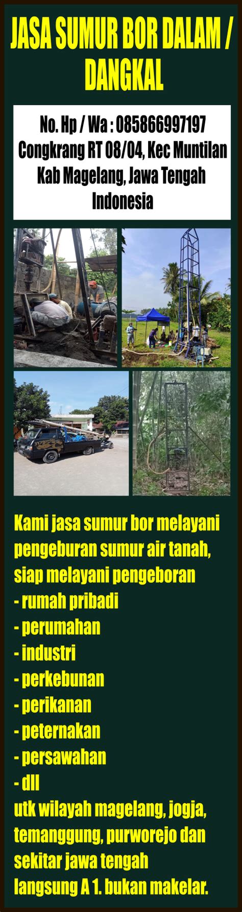 Jasa Sumur Bor Dalam Dangkal Onlinenusantara