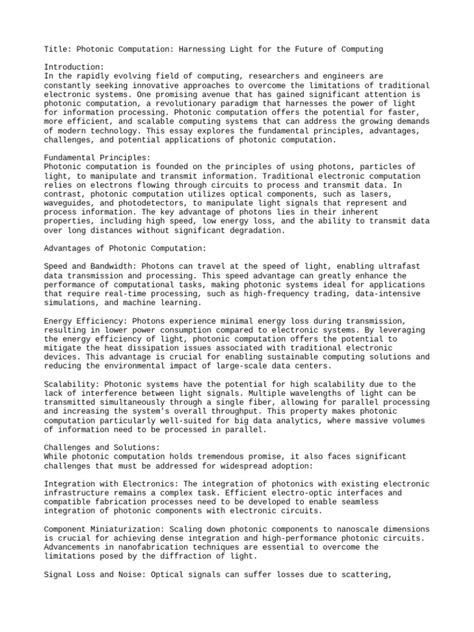 photonic computation class notes pdf photonics computing