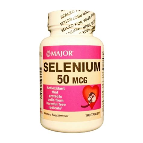 Major Selenium 50mcg Tabs Selenium 50 Mcg Lt Brown 100 Tablets Upc 309043162608