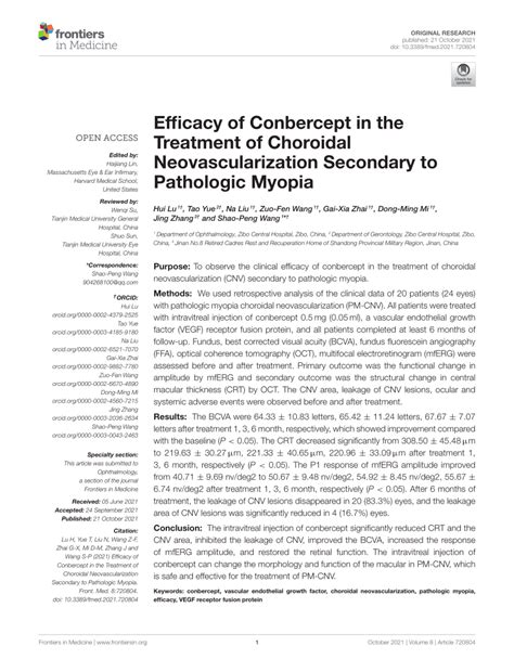 Pdf Efficacy Of Conbercept In The Treatment Of Choroidal