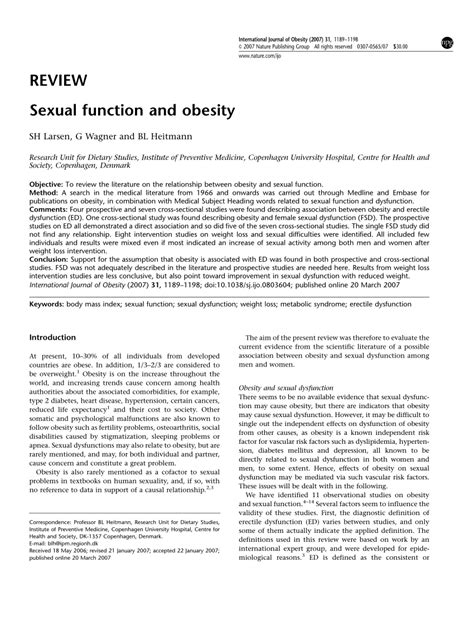 Pdf Sexual Function And Obesity
