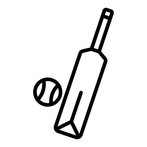 Cricket Bat Ball Icon Linear Logo Mark In Black And White 47819903