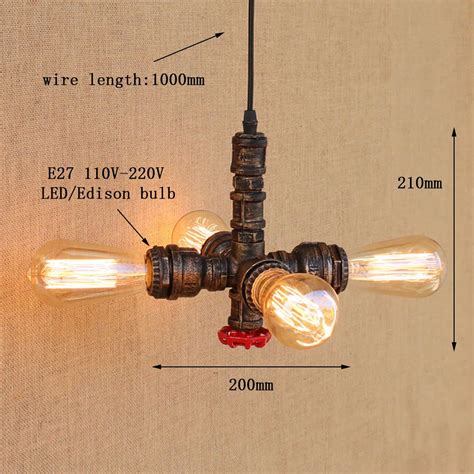 4 조명 레트로 빈티지 로프트 산업 철 물 파이프 펜던트 램프 코드 E27 조명 바 카페 주방 거실 레스토랑light For Barpendant Lamp Corde27