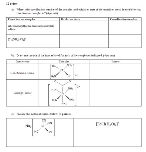 Solved 12 Points A What Is The Coordination Number Of The
