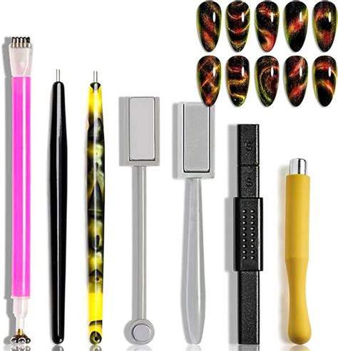 XEAOHESY Pieces Nail Magnet Tool Set Double Head Flower Design Nail Magnet Pens Multi Function