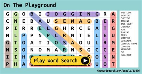 On The Playground Word Search