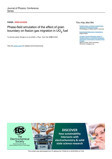 Pdf Phase Field Simulation Of The Effect Of Grain Boundary On Fission