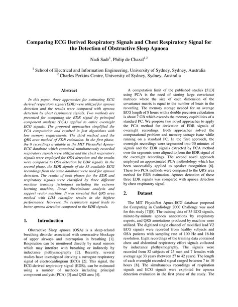 Pdf Comparing Ecg Derived Respiratory Signals And Chest Respiratory