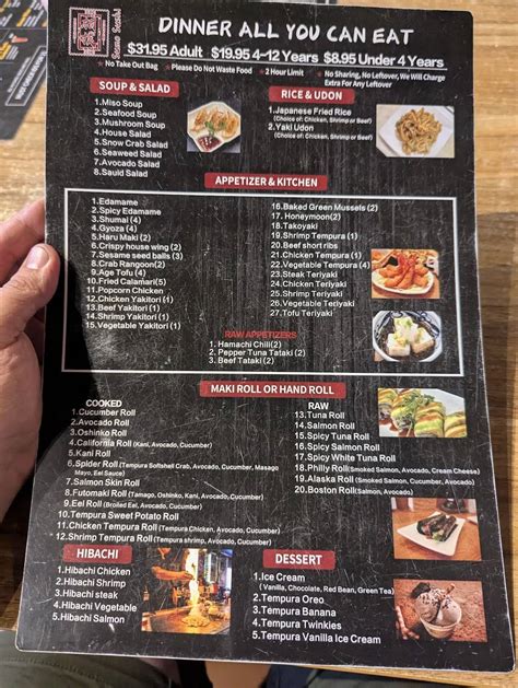 Menu At Sumo Sushi All You Can Eat And Bubble Tea Restaurant Houston