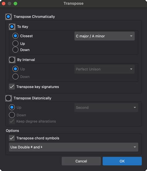 Transposition Musescore